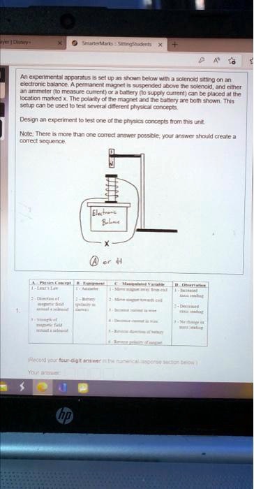 SOLVED: An experimental apparatus is set up as shown below with a solenoid sitting on an ...