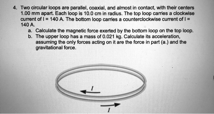 SOLVED: Two circular loops are parallel, coaxial, and almost in contact, with their centers 1.00 ...
