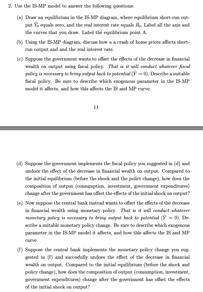 2 use the is mp model to answer the following questions a draw an equilibrium in the is mp ...