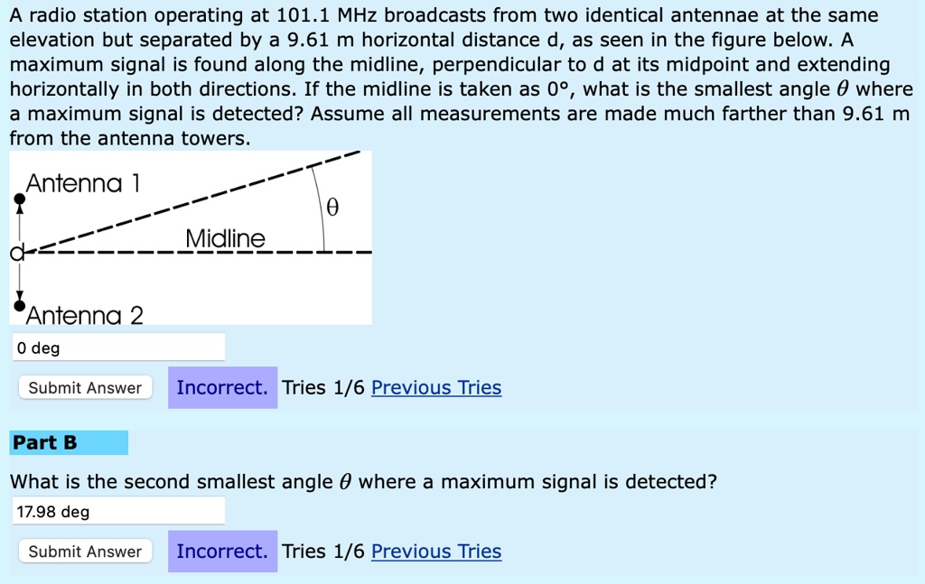 a radio station operating at 1011 mhz broadcasts from two identical ...