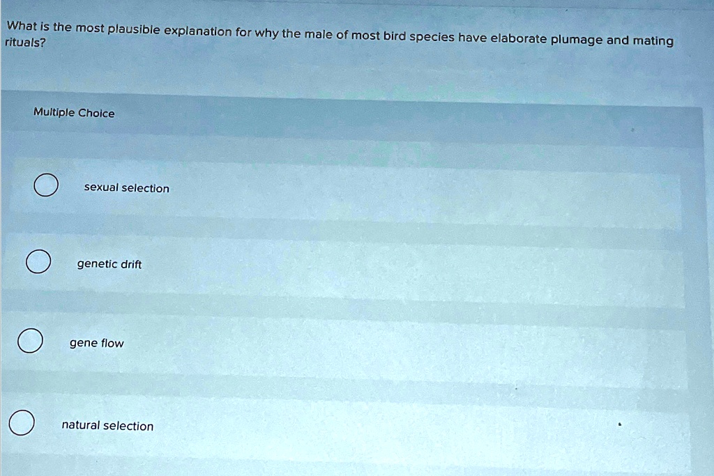 What is the most plausible explanation for why the male of most bird ...