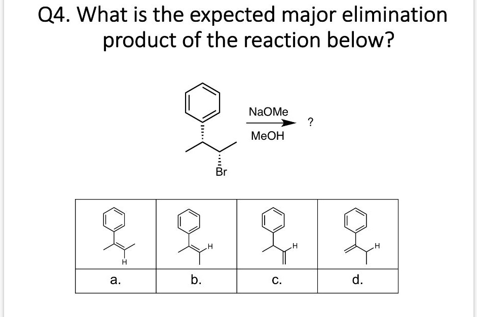 SOLVED: Q4. What is the expected major elimination product of the ...