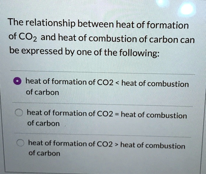 SOLVED: The relationship between heat of formation of CO2 and heat of ...