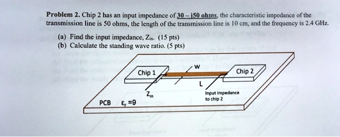 SOLVED: Problem 2. Chip 2 has an input impedance of 30-j50 ohms. The ...