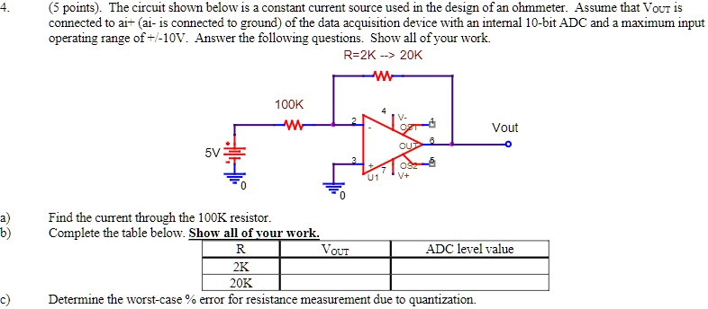 4. (5 points). The circuit shown below is a constant current source used in the design of an ...