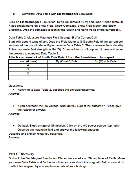 complete data table with electromagnet simulation click on ...