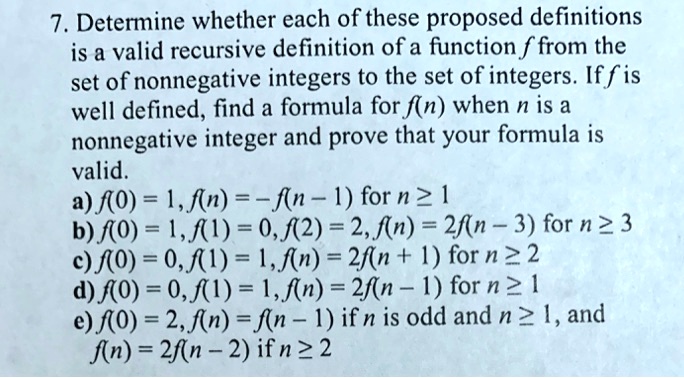 Solved 7 Determine Whether Each Of These Proposed Definitions Is A Valid Recursive Definition 0935