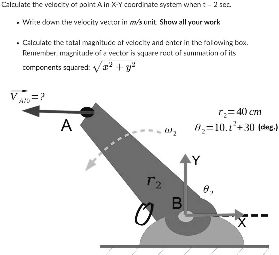 SOLVED: Calculate the velocity of point A in the X-Y coordinate system ...