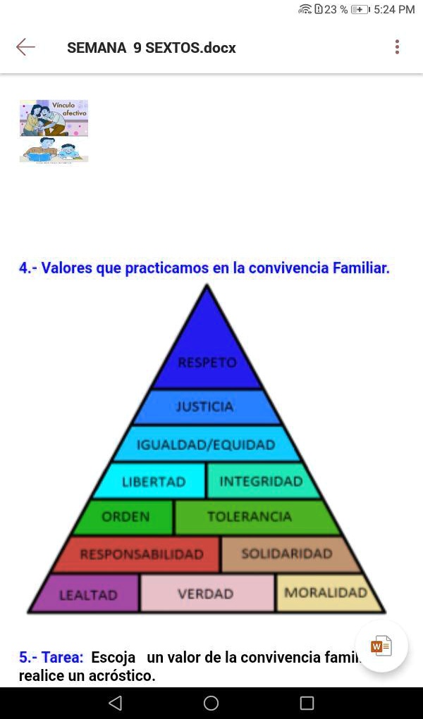 SOLVED: Realice un acrostico sobre un valor de la familia con esto 023 ...