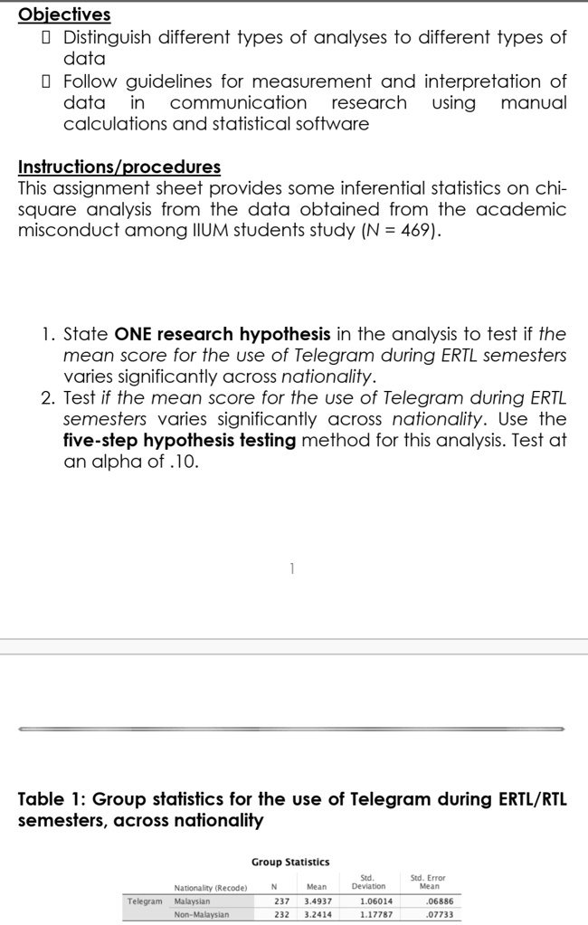 objectives distinguish different types of analyses to different types of data follow guidelines ...