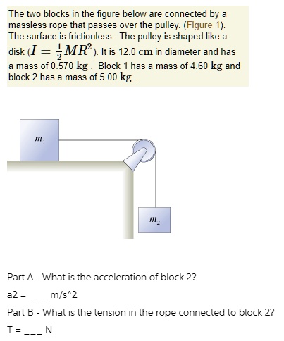 the two blocks the figure below are connected by massless rope that passes over the pulley ...