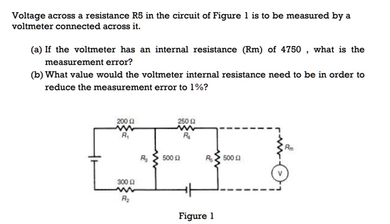 SOLVED: Voltage across a resistance R5 in the circuit of Figure l is to be measured by a ...