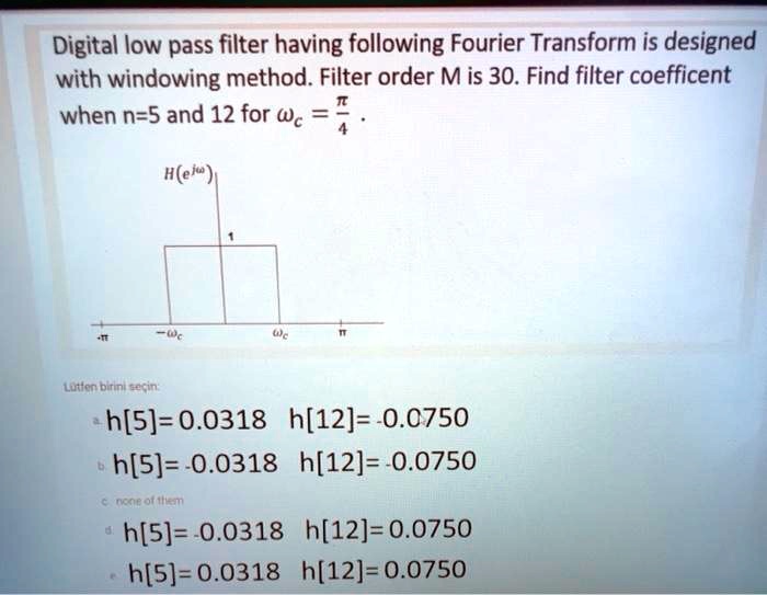 SOLVED: Digital low pass filter having the following Fourier Transform ...