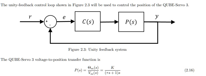 the unity feedback control loop shown in figure 23 will be used to control the position of the ...