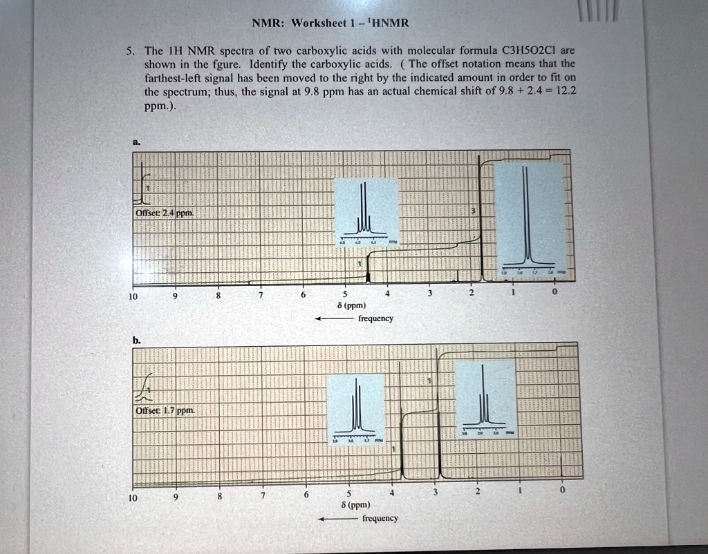 NMR: Worksheet 1 - HNMR 5. The 1H NMR spectra of two carboxylic acids ...