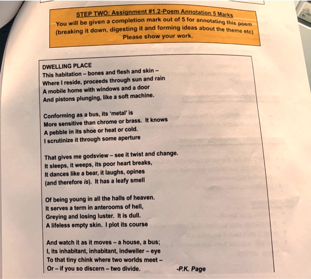 break down and annotate this poem and write notes forming ideas about ...