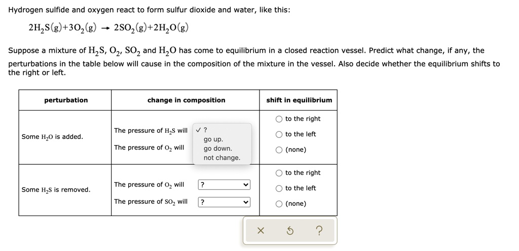 Hydrogen Sulfide And Oxygen React To Form Sulfur Dioxide And Water Like