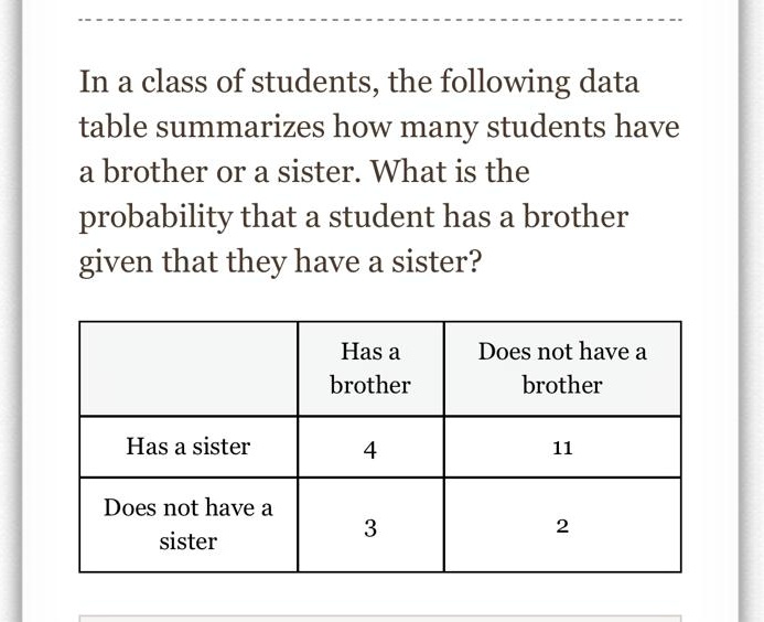 SOLVED: In a class of students,the following data table summarizes how ...