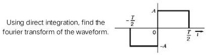 SOLVED: Using direct integration, find the Fourier transform of the ...