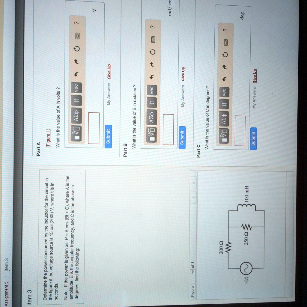 SOLVED: Determine the power consumed by the inductor for the circuit in the figure if the ...
