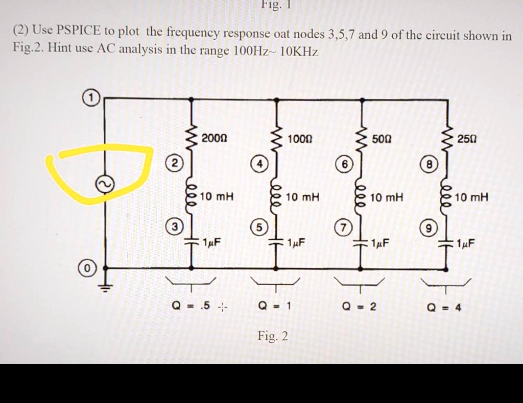 SOLVED: 11g- (2) Use PSPICE to plot the frequency response at nodes 3 ... SOLVED: 11g- (2) Use PSPICE to plot the frequency response at nodes 3 ...