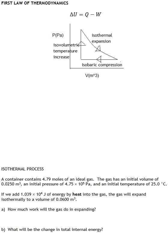 [GET ANSWER] first law of thermodynamics au q w ppa isothermal ...