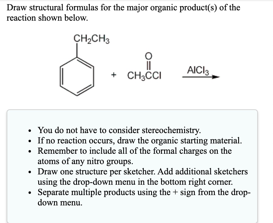 SOLVED: Draw structural formulas for the major organic product(s) of ...