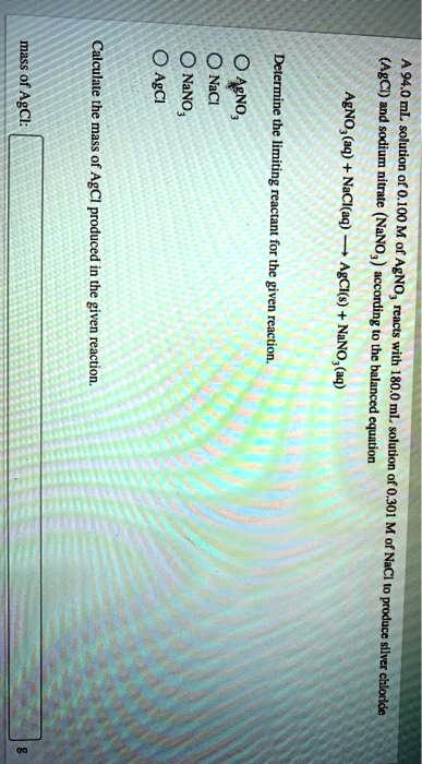 SOLVED: mass of AgCl: Calculate AgCl ONANO; 3 Determine the Ggco md ...