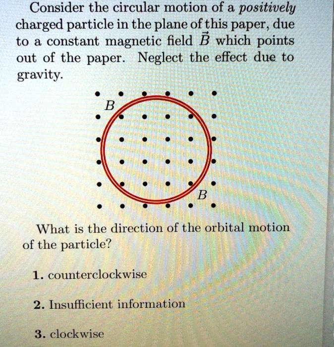 SOLVED: Consider the circular motion of a positively charged particle ...