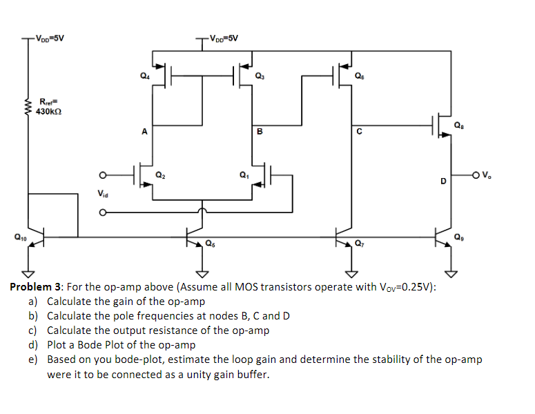 Problem 3: For the op-amp above (Assume all MOS transistors operate ...