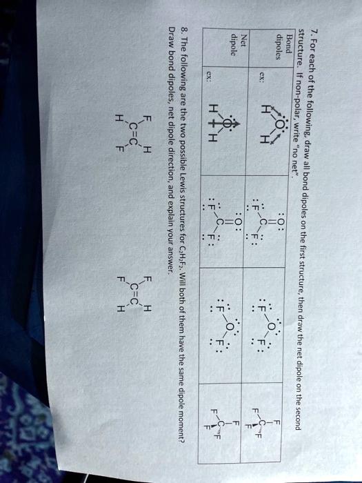 SOLVED: Draw the bond dipole structure. For each of the following ...