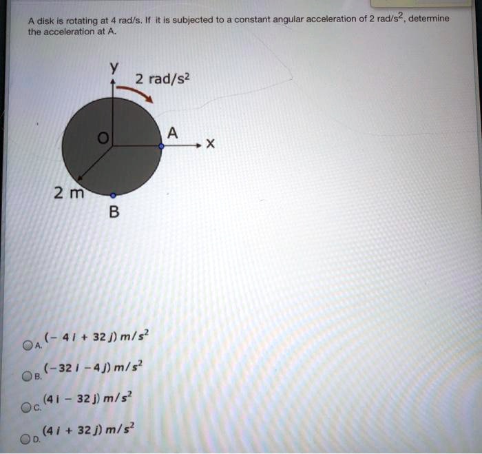 SOLVED: A disk is rotating at 4 rad/s. If it is subjected to a constant angular acceleration of ...