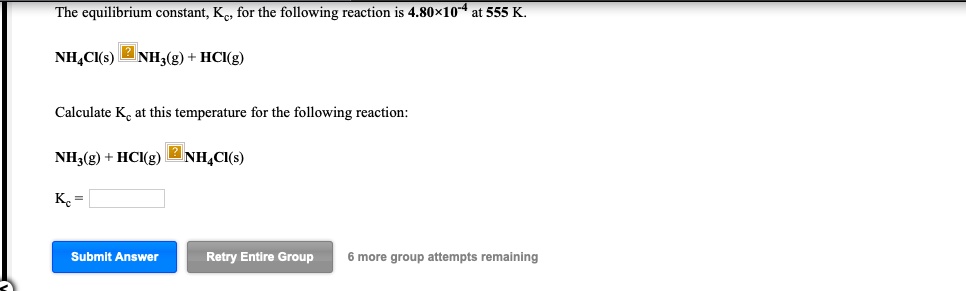 SOLVED: The equilibrium constant; Kc; for the following reaction is 4 ...