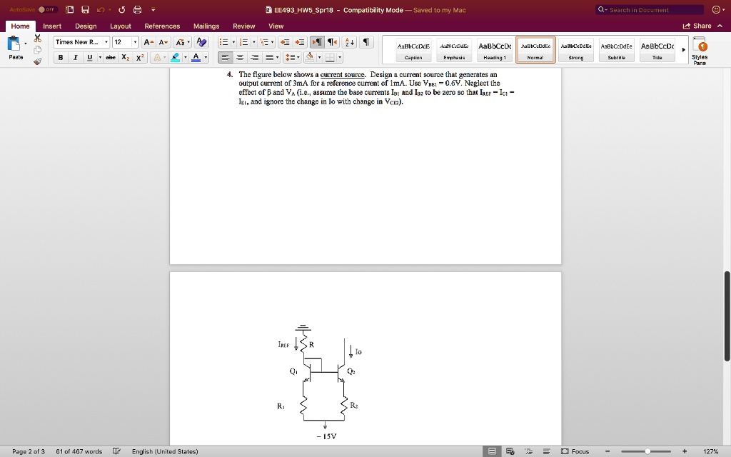 4. The figure below shows a current source. Design a current source ...