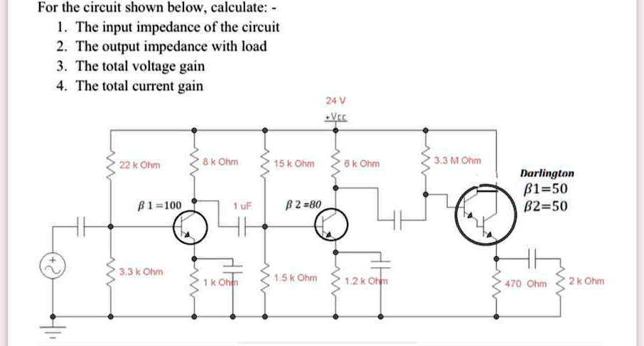 SOLVED: For the circuit shown below, calculate: - The input impedance ...