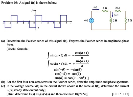 Problem 03: A signal f(t) is shown below: i(t) 4 WMM 20 WM ig(t) fn 2H 20 (a) Determine the ...