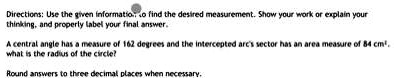 Directions: Use the given information to find the desired...