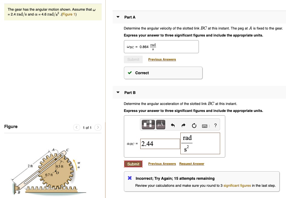 The Gear Has The Angular Motion Shown Assume That 24 Rads And 46 Rads2 Figure 1 Part A Determine