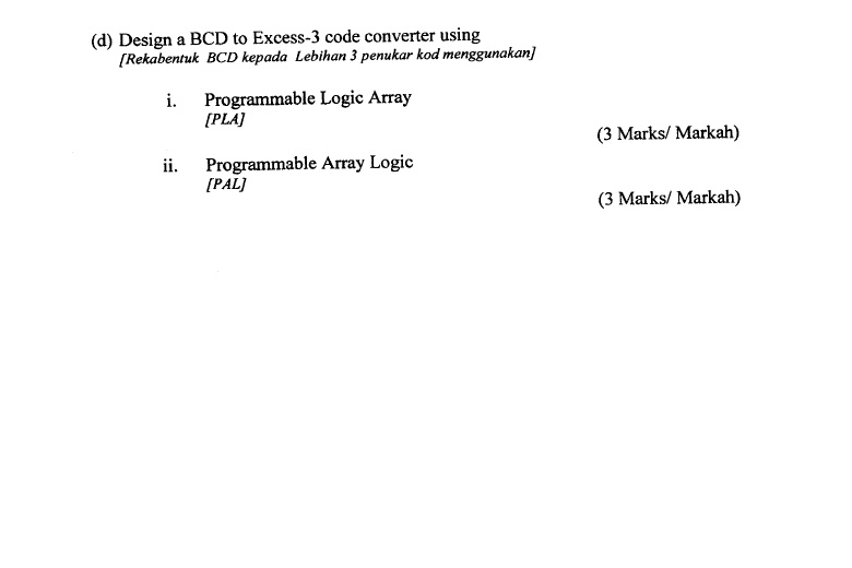 Design a BCD to Excess-3 code converter using Programmable Logic Array ...