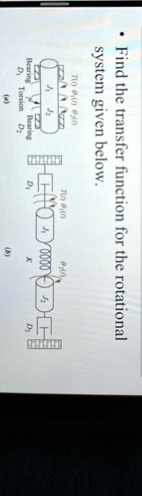 Find the transfer function for the rotational system given below. τ1(t) θ1(t) θ2(t) τ2(t) θ2(t ...