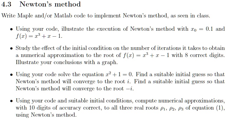 43 newtons method write maple andor matlab code to implement newtons ...