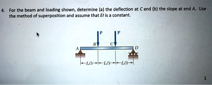 4. For the beam and loading shown, determine (a) the deflection at C and (b) the slope at end A ...