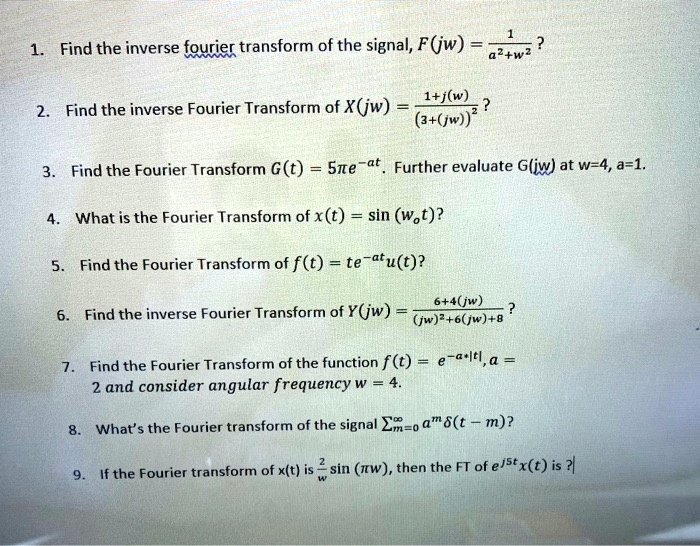 SOLVED: Please help show steps. Thanks (3+(/w))^2 3. Find the Fourier ...