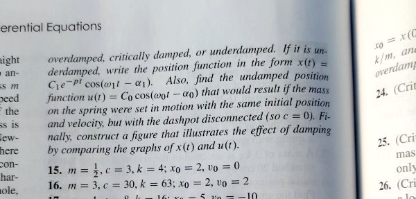 erential equations x km ae overdama 4 crit overdamped critically damped ...