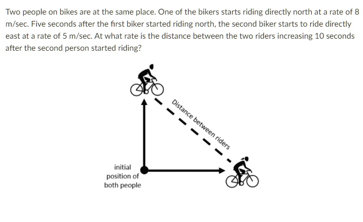 two people on bikes are at the same place one of the bikers starts ...