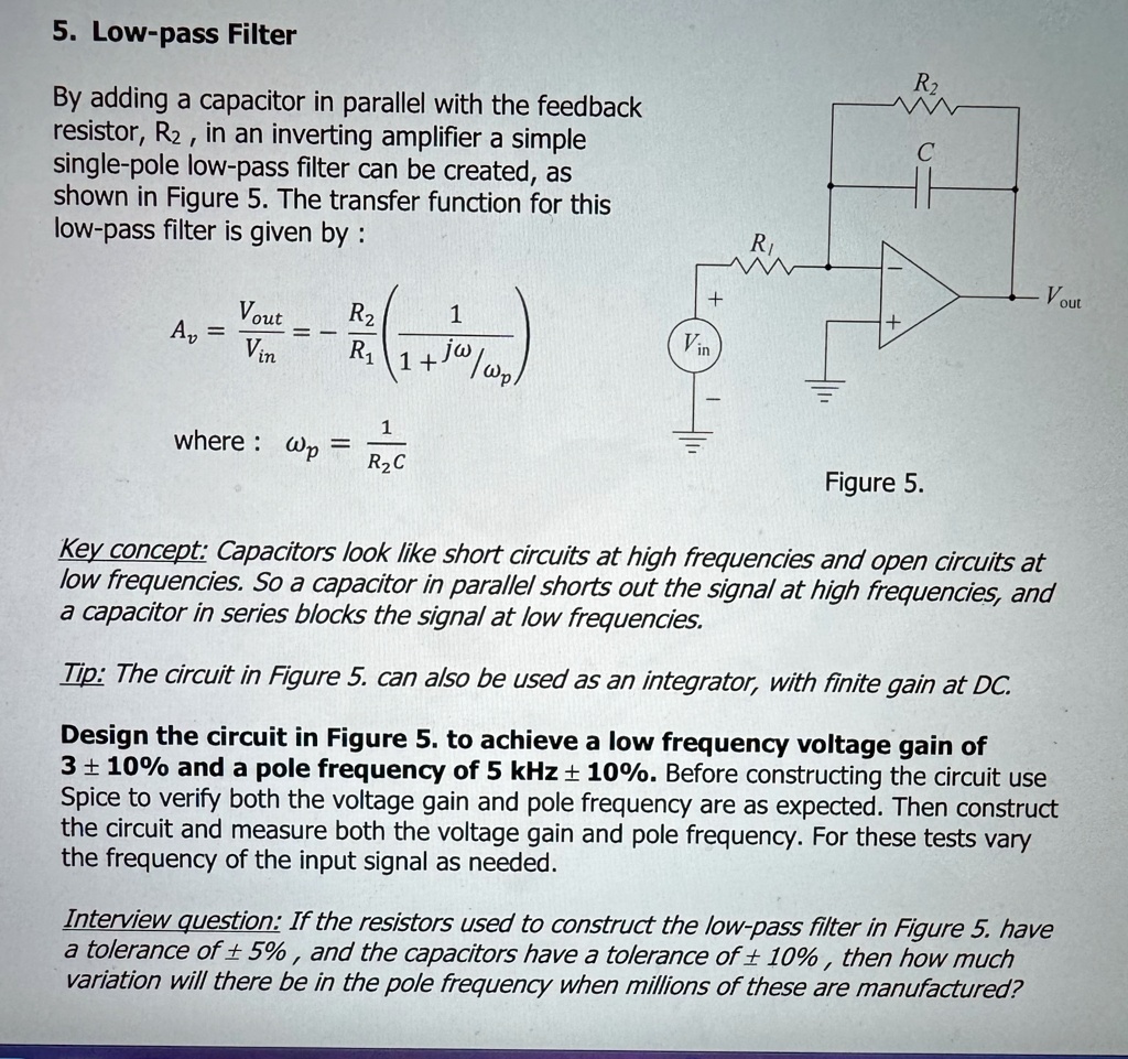 5 Low Pass Filter By Adding A Capacitor In Parallel With The Feedback Resistor R2 In An