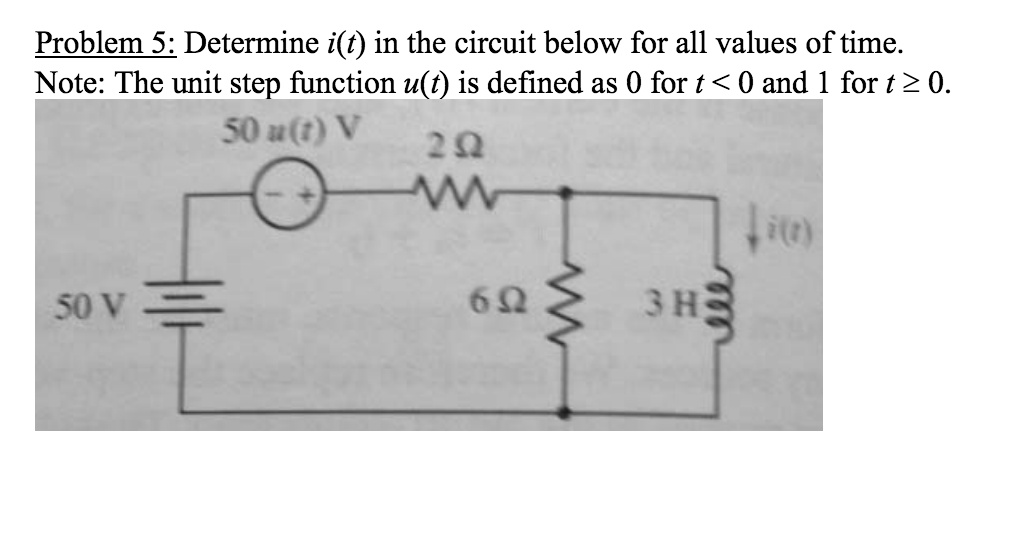 problem 5 determine it in the circuit below for all values of time note ...