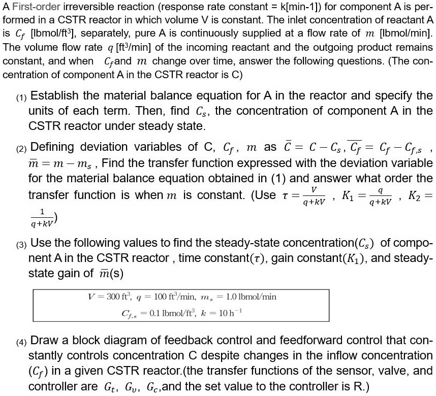 a first order irreversible reaction response rate constant kmin 1 for ...
