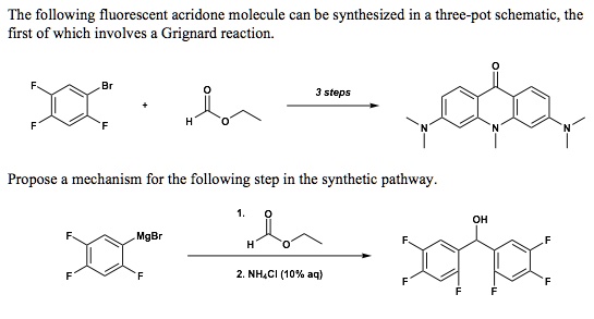 the following fluorescent acridone molecule can be synthesized in three ...