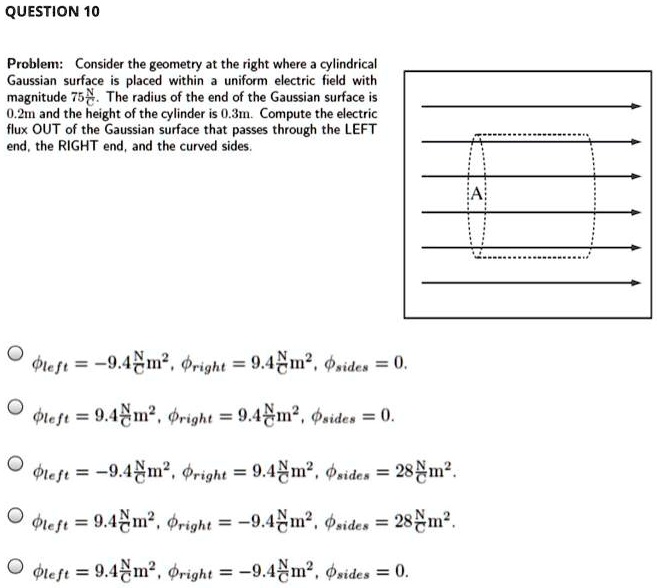 SOLVED: QUESTION 10 Problem: Consider the geometry at the right where cylindrical Gaussian ...